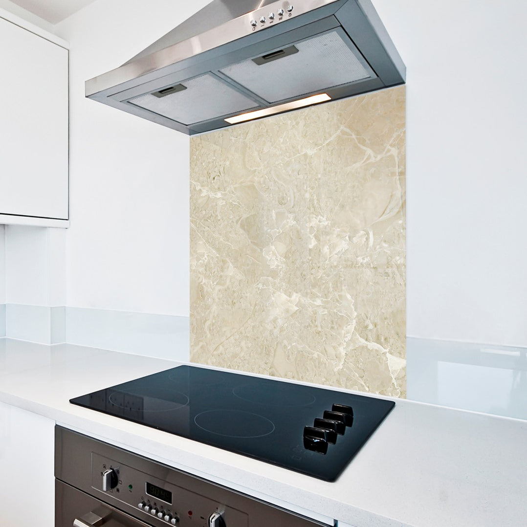 Printed Beige White Marble Stone Kitchen Splashback | EGW — Express ...