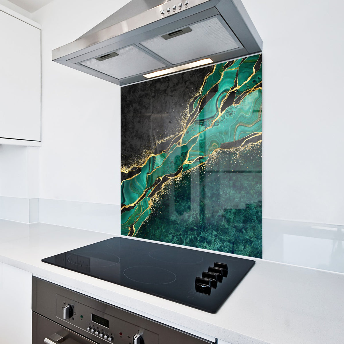 Printed Emerald Green Kitchen Glass Splashback | Shop Online — Express ...