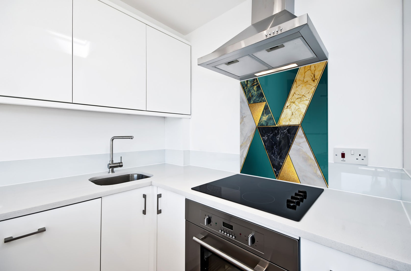 6mm Toughened Printed Kitchen Glass Splashback - Geometric — Express ...