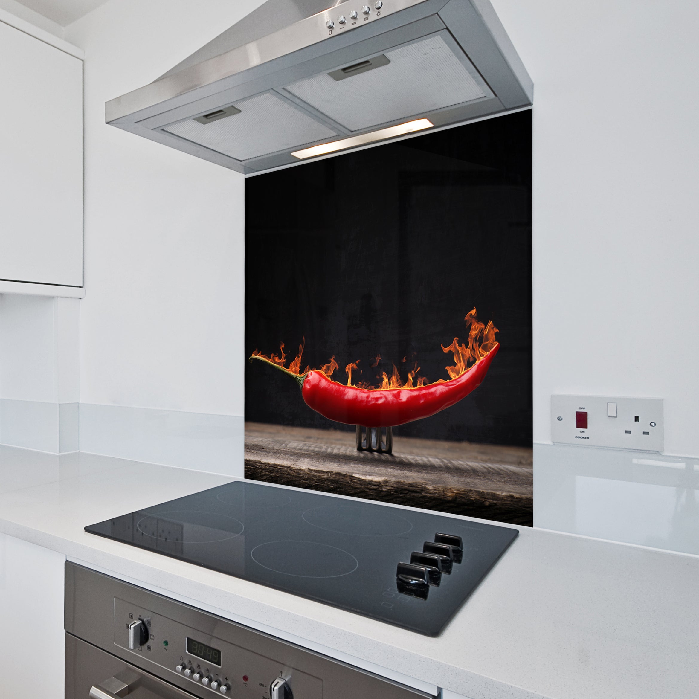 6mm Toughened Printed Kitchen Glass Splashback - Chilli — Express Glass ...